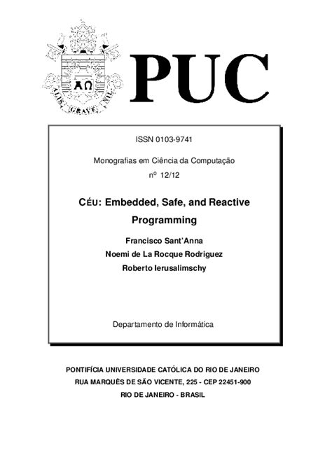 Pdf Céu Embedded Safe And Reactive Programming