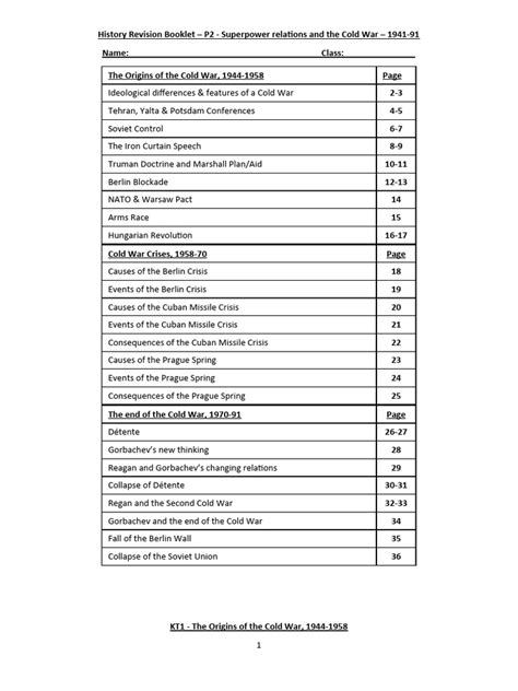 Cold War Revision Booklet Full Pdf Cold War Nikita Khrushchev
