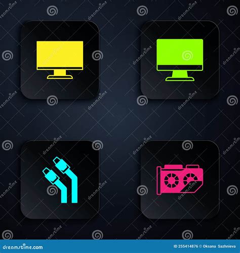 Set Video Graphic Card Computer Monitor Screen Lan Cable Network