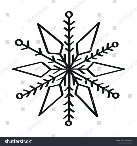 Monochrome Illustration Snowflake Sketch Style Hand Stock Vector