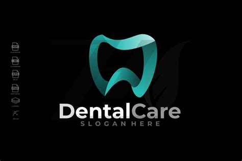 دانلود لوگو طرح کلینیک دندان پزشکی رنگ آبی با پس زمینه تیره دانلود