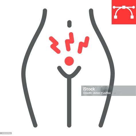 생리경련 통증라인 아이콘 생리및 부인과 생리경련 통증 벡터 아이콘 벡터 그래픽 편집 가능한 뇌졸중 윤곽선 기호 Eps 10 0