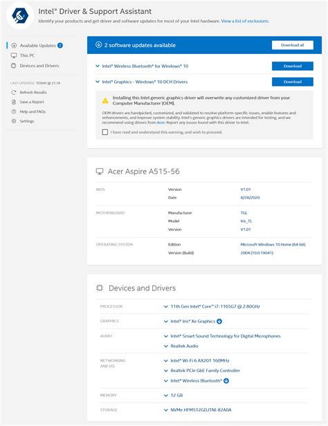There Is A Warning When Using Intel® Driver And Support Assistant To