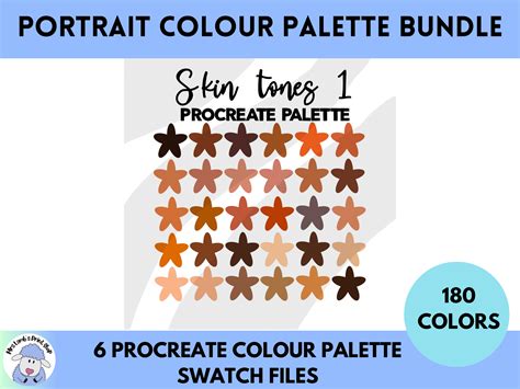 Procreate Color Palette Bundle Portrait Color Swatches Skin Color Palette Hair Procreate
