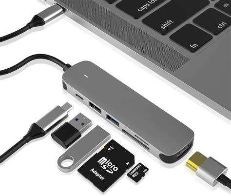 Usb C Hub Adaptador Usb C 6 En 1 Dongle Con Usb 30 4k Hdmi Conexión