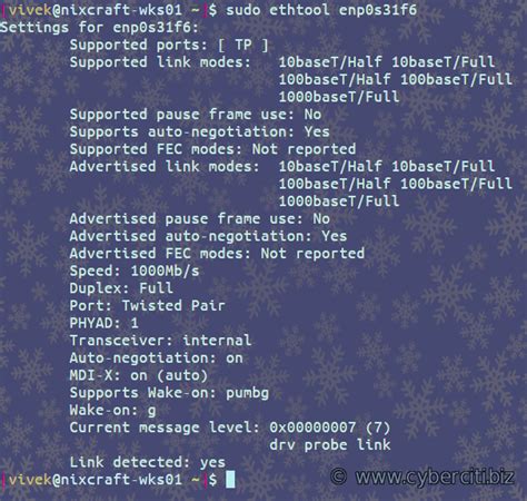 Ubuntu Debian Linux Install Ethtool To Display Set Ethernet Device