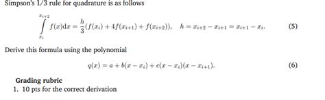 Solved Simpsons 1 3 Rule For Quadrature Is As Follows