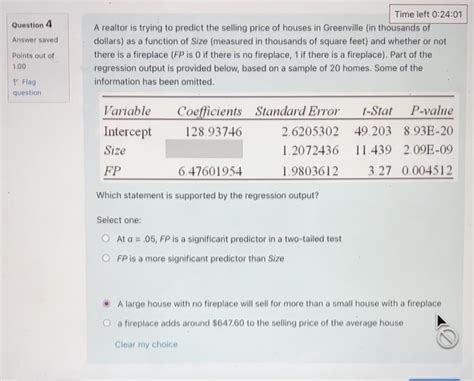 Solved A Realtor Is Trying To Predict The Selling Price Of Chegg