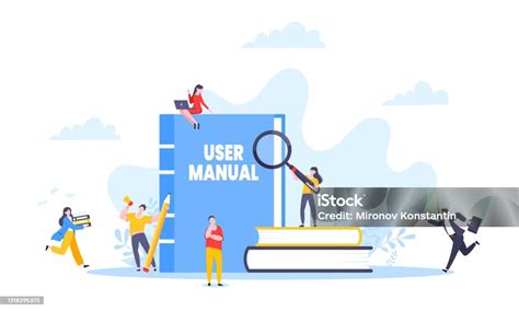 사용자 수동 가이드 책 플랫 스타일 디자인 벡터 일러스트 설명서에 대한 스톡 벡터 아트 및 기타 이미지 설명서 안내서 컴퓨터 사용 Istock