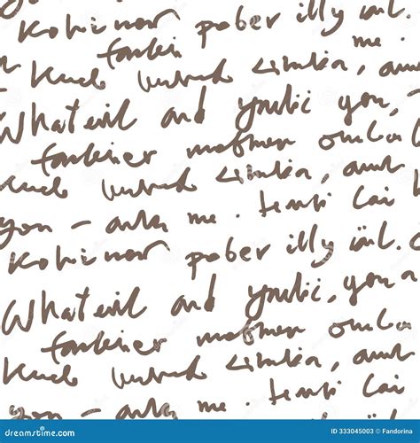 Handwritten Abstract Text Seamless Pattern Vector Script Background Stock Illustration