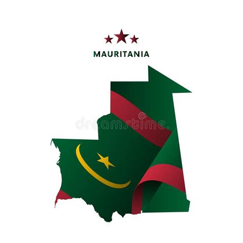 Mauritania Map With Waving Flag Vector Illustration Stock