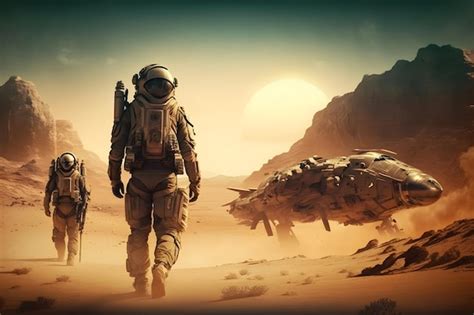 Premium Ai Image Futuristic Scene With Astronauts In Space Exploring