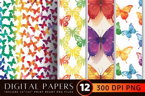 Rainbow Butterfly Pattern Digital Paper Graphic By Stcrafts · Creative Fabrica