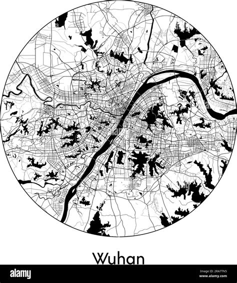 City Map Wuhan China Asia Vector Illustration Black White Stock Vector