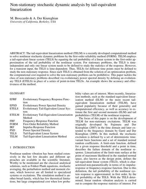 pdf non stationary stochastic dynamic analysis by tail equivalent