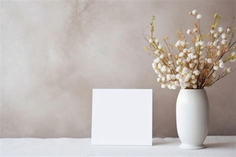 Premium Ai Image White Blank Card Wedding Theme Background With Copy