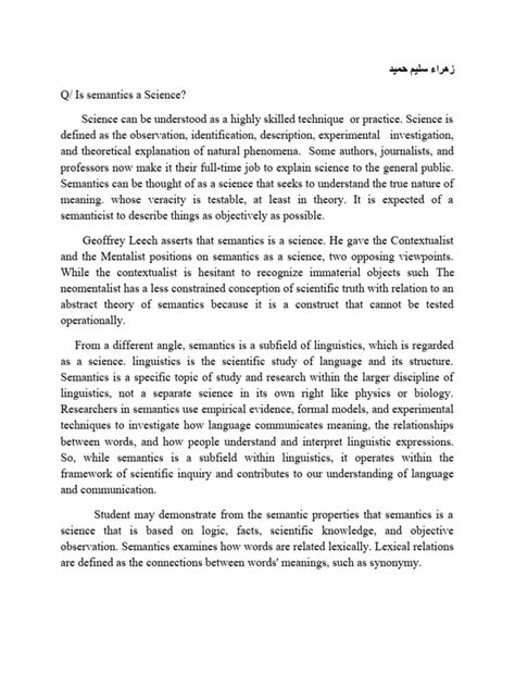 Is Semantics A Science Pdf Science Theory
