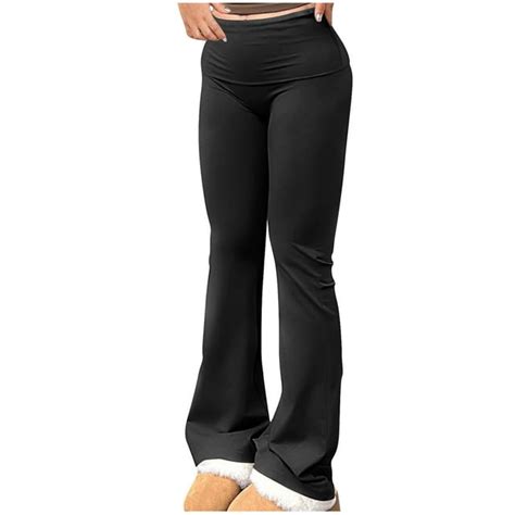 Zyekqe Flare Leggings For Women Belly Control High Waisted Fold Over