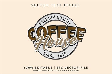 Bewerkbare Tekst Effect Koffiehuis Logo Premium Vector In 3d Vintage