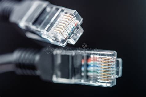 Detailed Close Up Of Ethernet Connectors Showcasing Advanced Networking Technology For Digital