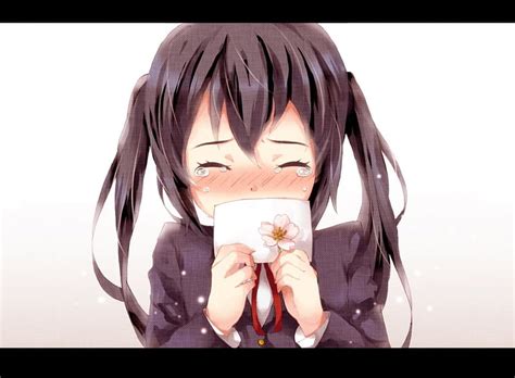 Nakano Azusa K On Blush White Background Unifrom Crying Anime