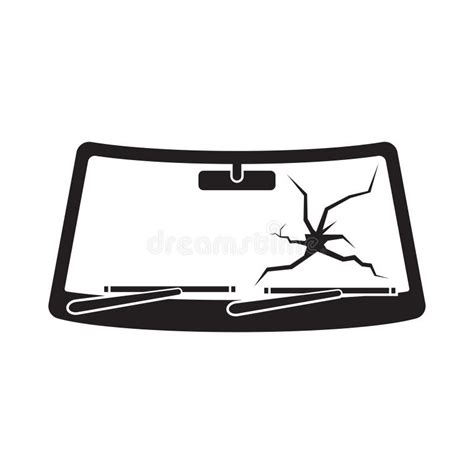 Broken Windshield Icon Isolated On White Background Stock Vector