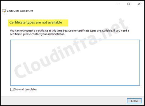 Fix Certificate Types Are Not Available Error