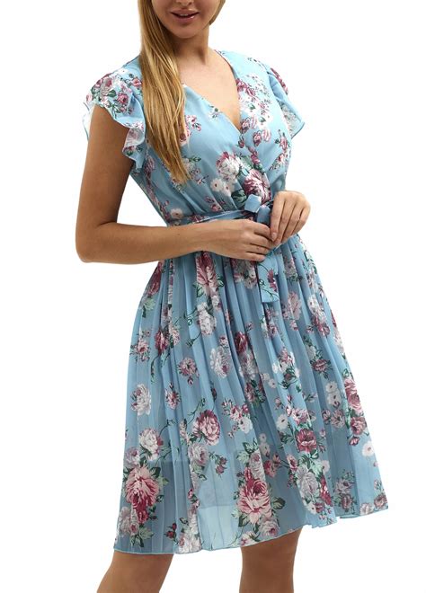 Elegancka Sukienka Szyfonowa W Kwiaty Plisowana Cena Opinie Sukienki Allegro