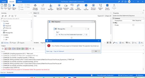 can t publish my process to orchestrator orchestrator uipath