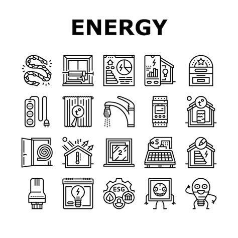 Premium Vector Energy Conservation Green Save Icons Set Vector
