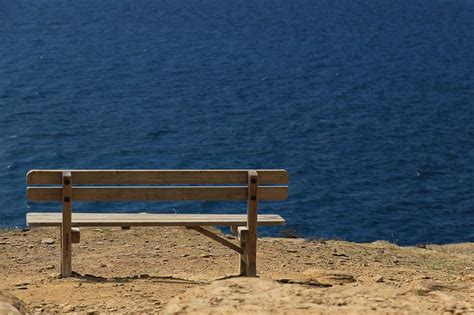 Bank Sea Wooden Bench Free Image Download