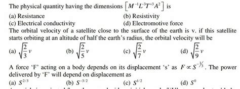 The Physical Quantity Having The Dimensions Left[m−1l−3t 3a2ight] Is