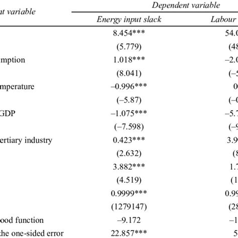 Stochastic Frontier Estimation Results Download Table