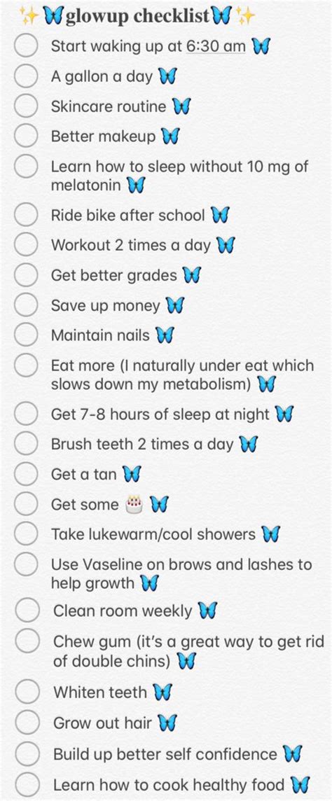 Glowup Checklist Checklist After School Learning