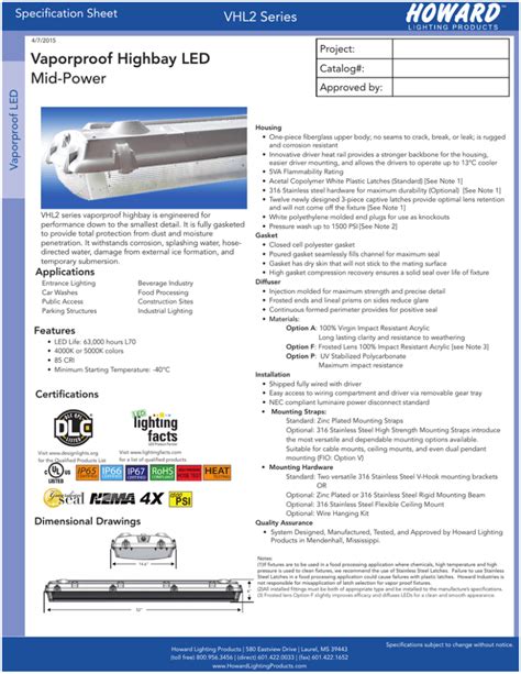 Spec Sheet Howard Lighting