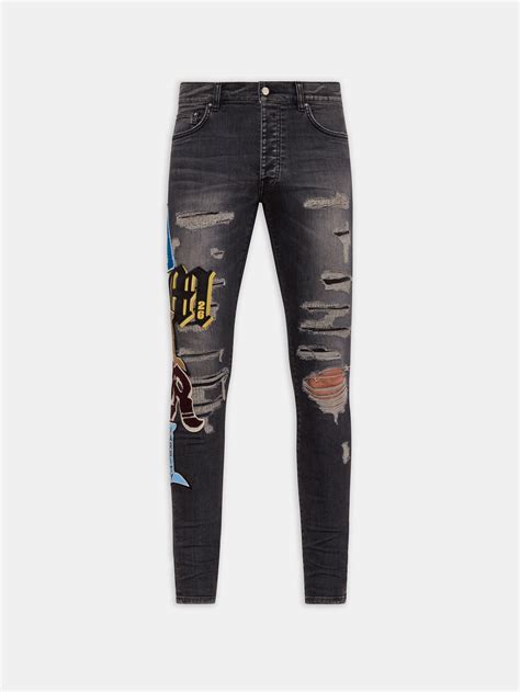 Varsity Patch Skinny Jean Black Sand Amiri