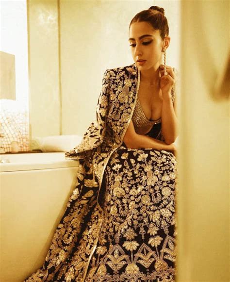 Sara Ali Khan Mesmerizes In Hot Golden Bralette And Golden Embroidery