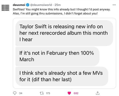 Deuxmois Update About Taylors Next Rerecorded Album Thoughts R