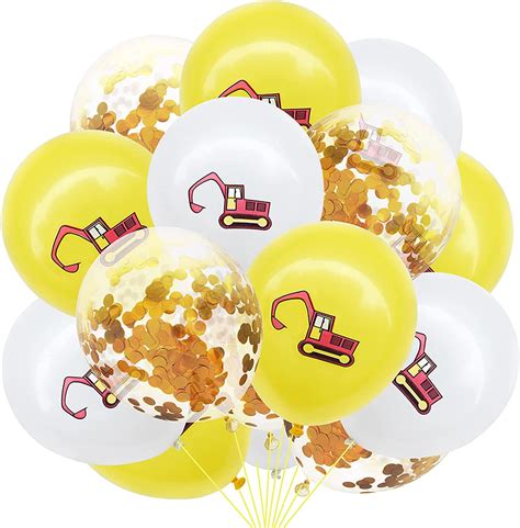25 Pieces Construction Balloons 12 Inch Balloons Set Excavator