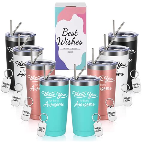Gingprous 20oz Travel Tumbler Set With Lid Straw Keychain Ts For