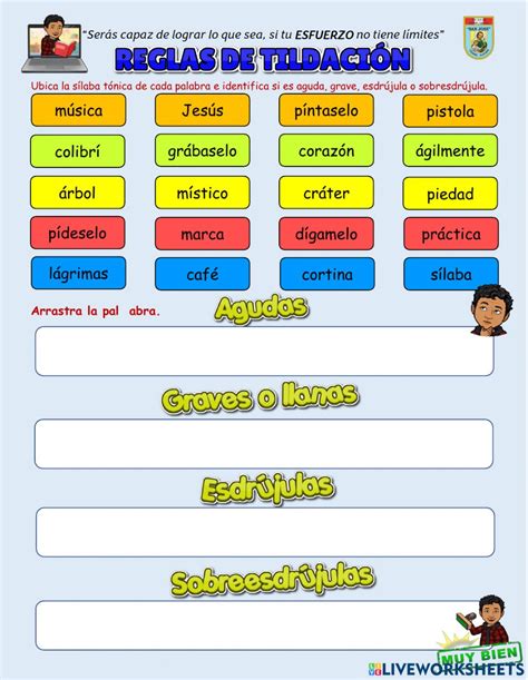 Tildaci N De Palabras Online Worksheet For Quinto De Primaria You Can
