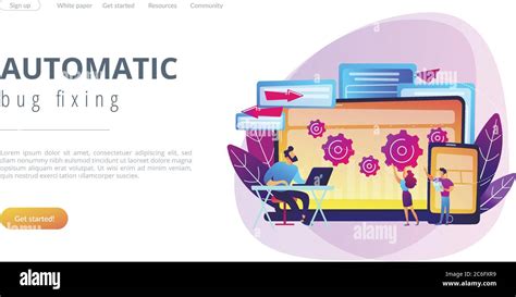 Cross Platform Bug Founding Concept Landing Page Stock Vector Image