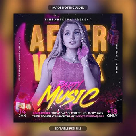 アーバンクラブdjサマーナイトミュージックイベントパーティーチラシまたはソーシャルメディアバナーとfacebook投稿テンプレート