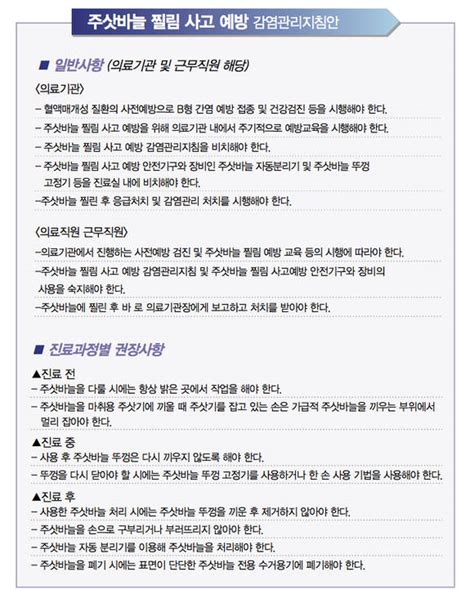 치과 주삿바늘 찔림 사고 예방 가이드라인