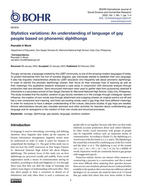 Pdf Stylistics Variations An Understanding Of Language Of Gay People