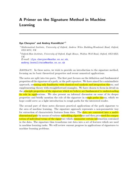 primer on the signature method in machine learning pdf machine