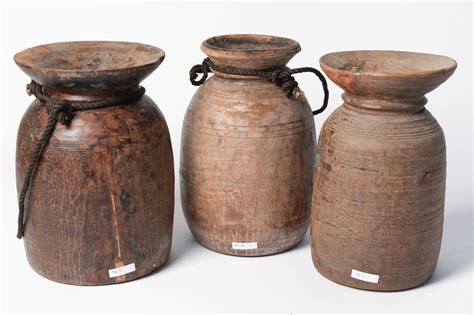 Antique Nepalese Wooden Pots Decorative Antiques Uk