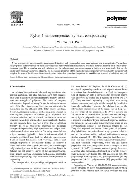 Nylon 6 Nano Composites By Melt Compounding Pdf Nanocomposite