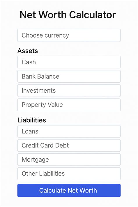 Net Worth Calculator With Personal Finance Tool