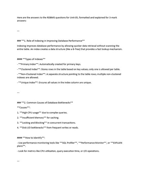 Important Rdbms Pdf Database Index Databases